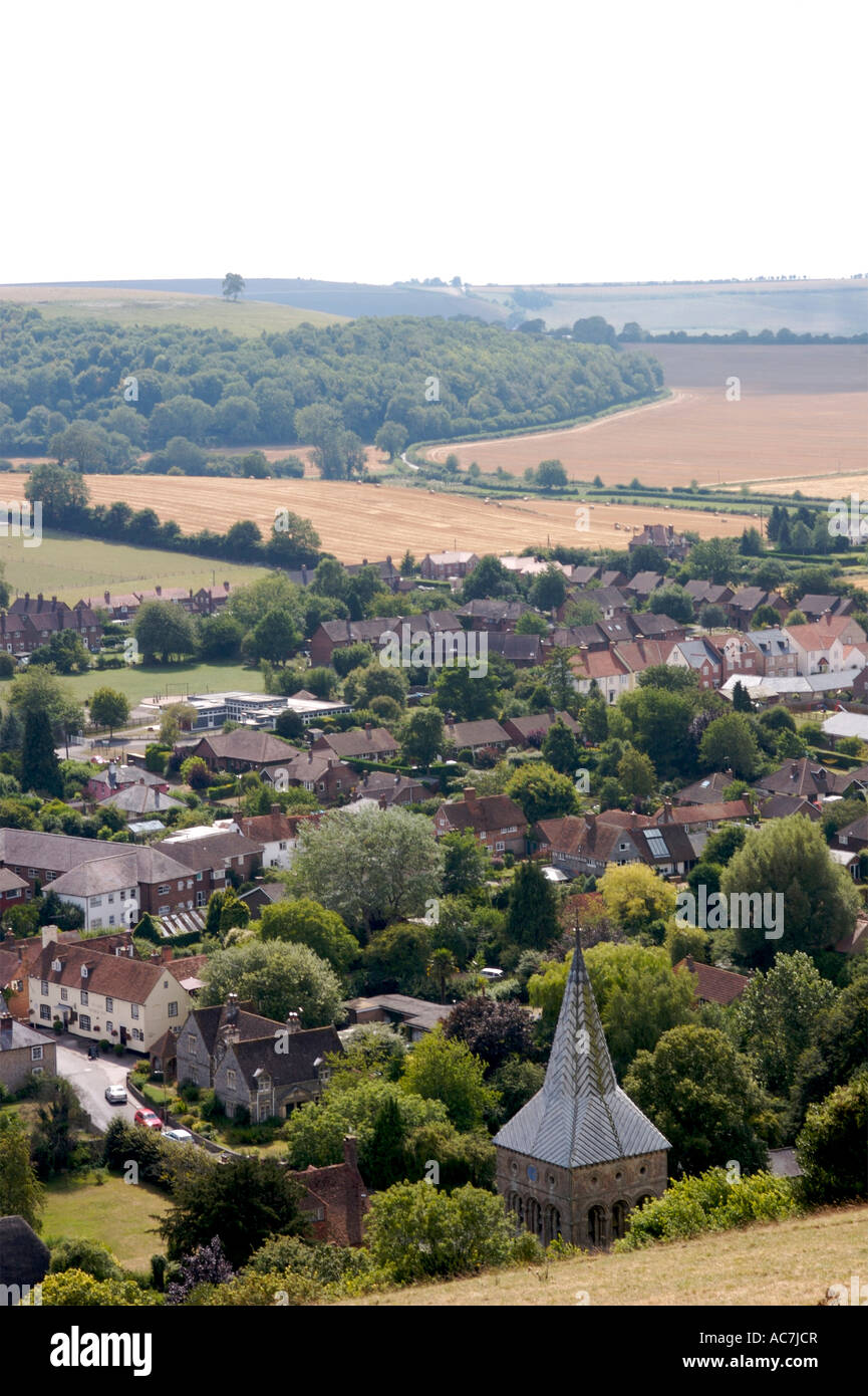 Looking down over East Meon Village Stock Photo - Alamy