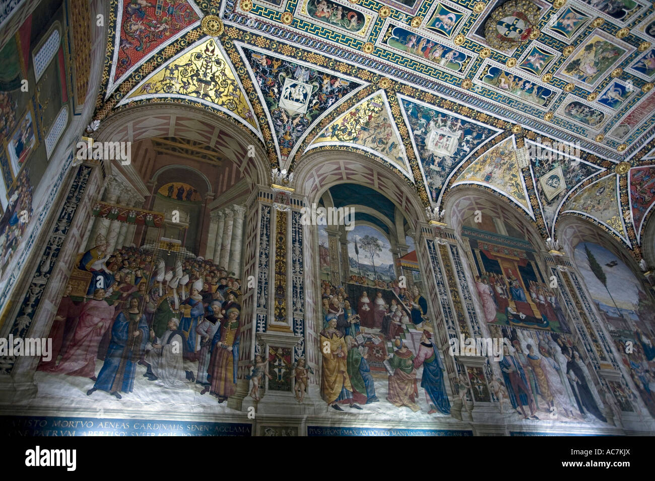 Piccolomini Library in the Siena Duomo cathedral in Siena Italy Stock ...