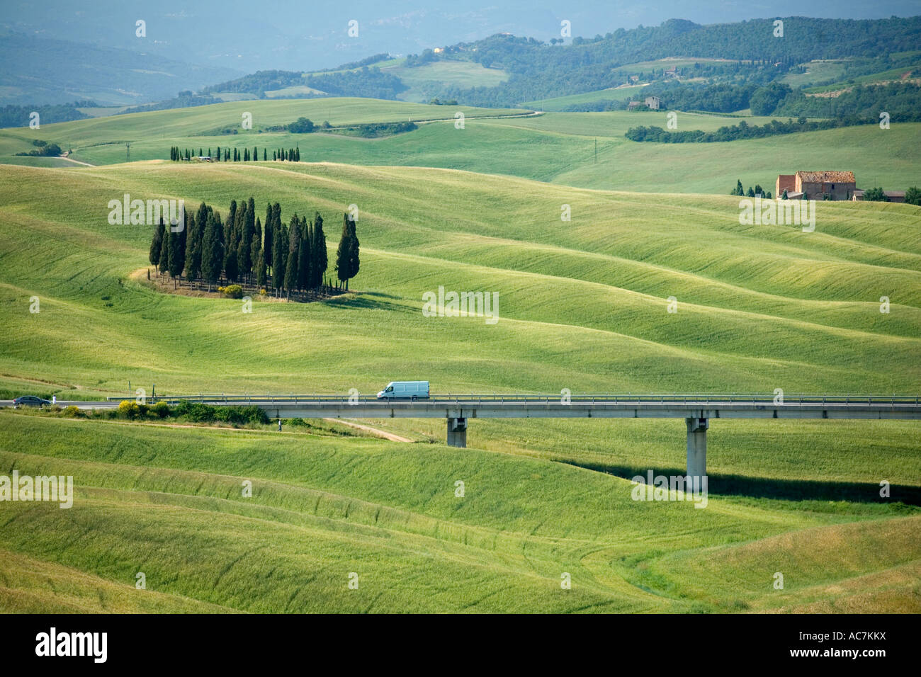 Motorway cutting through the countryside in Tuscany Italy Stock Photo ...