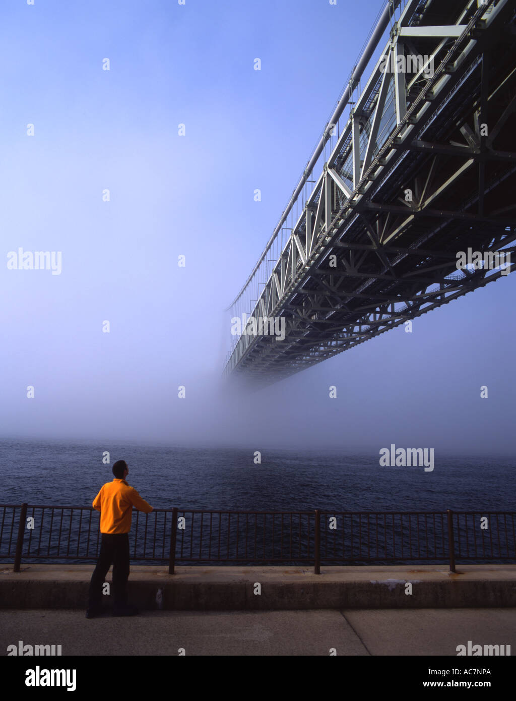 Akashi Kaikyo Bridge, Kobe and Awaji-shima, Japan. Longest spanning ...