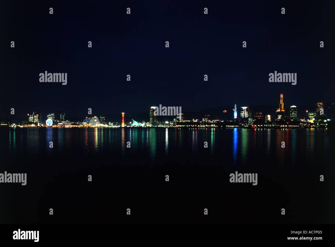 Kobe City waterfront skyline at night Stock Photo - Alamy