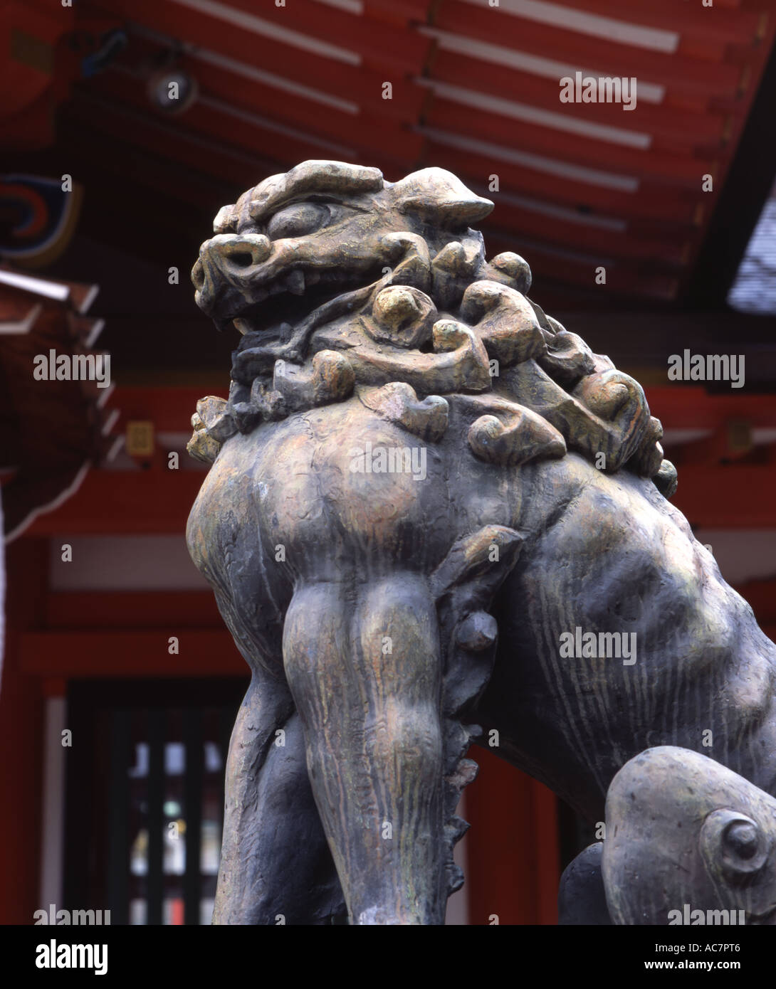 Koma-inu lion-dog statue at Ikuta Shrine, Kobe City one of the oldest ...