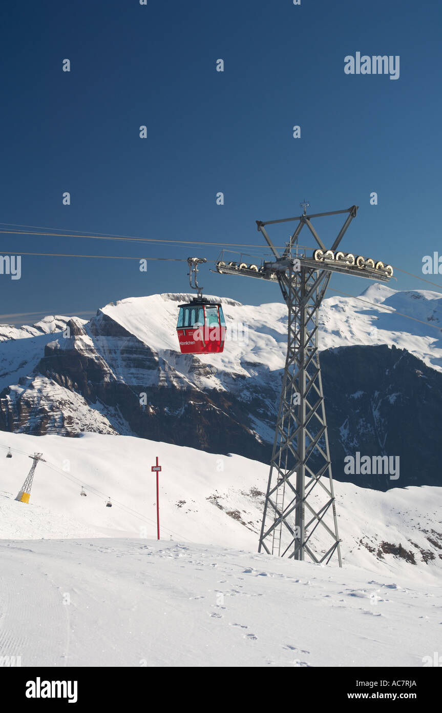 Cable car from Grindelwald and ski arena at Männlichen Near Wengen ...