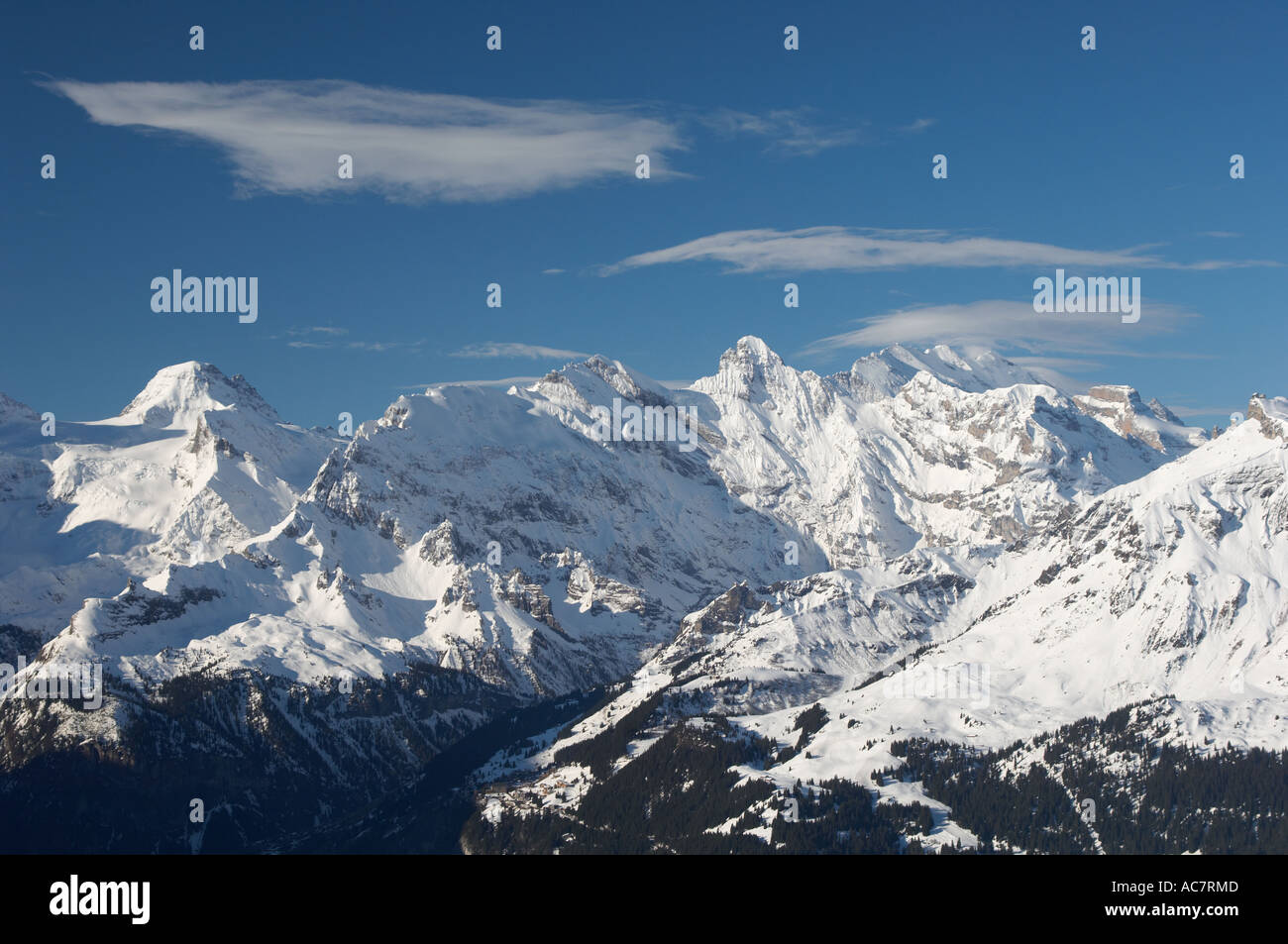Mountains of Bernese Oberland Männlichen Near Wengen Canton Bern ...