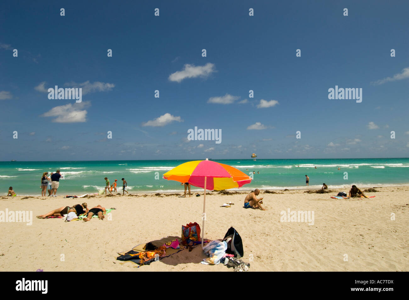 People relaxing on a beach South Beach Miami Florida USA Stock Photo ...