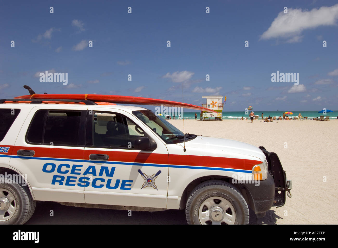 Rescue team on a beach South Beach Miami USA Stock Photo - Alamy