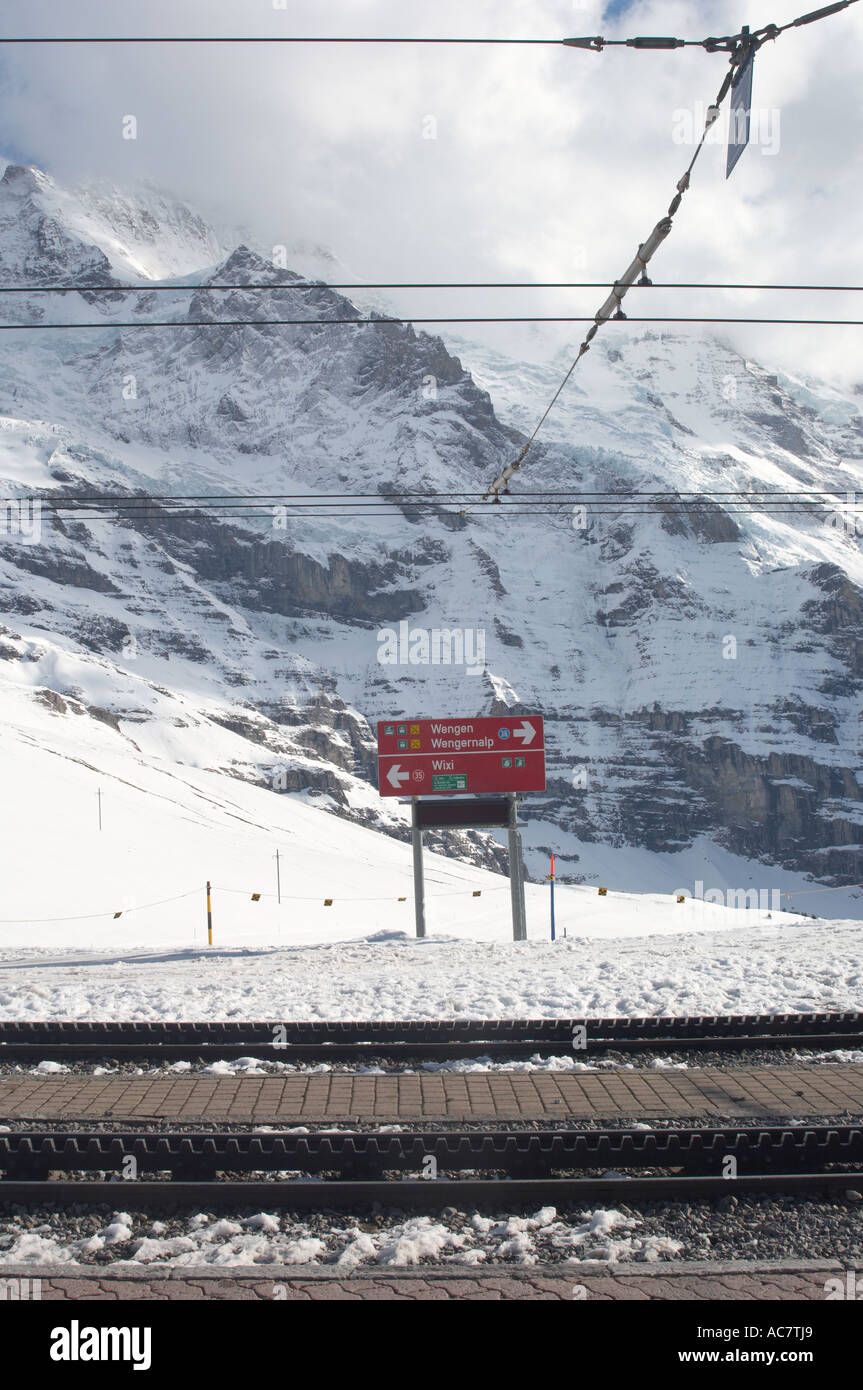 Railtrack at Kleine Scheidegg near Wengen Bern Switzerland Stock Photo ...
