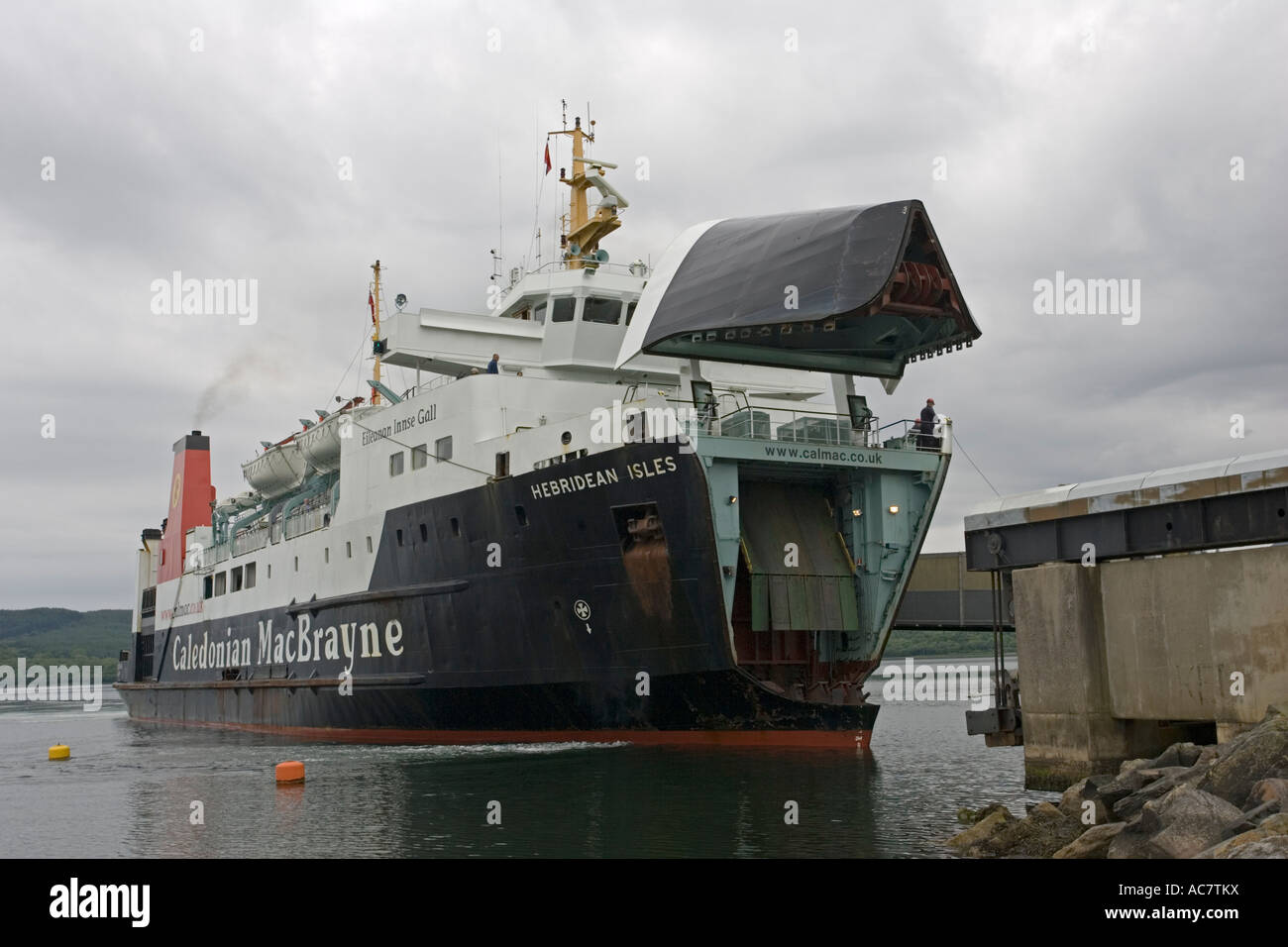 Bow doors opening Calmac ferry Port Ellen Isle of Islay Scotland UK ...