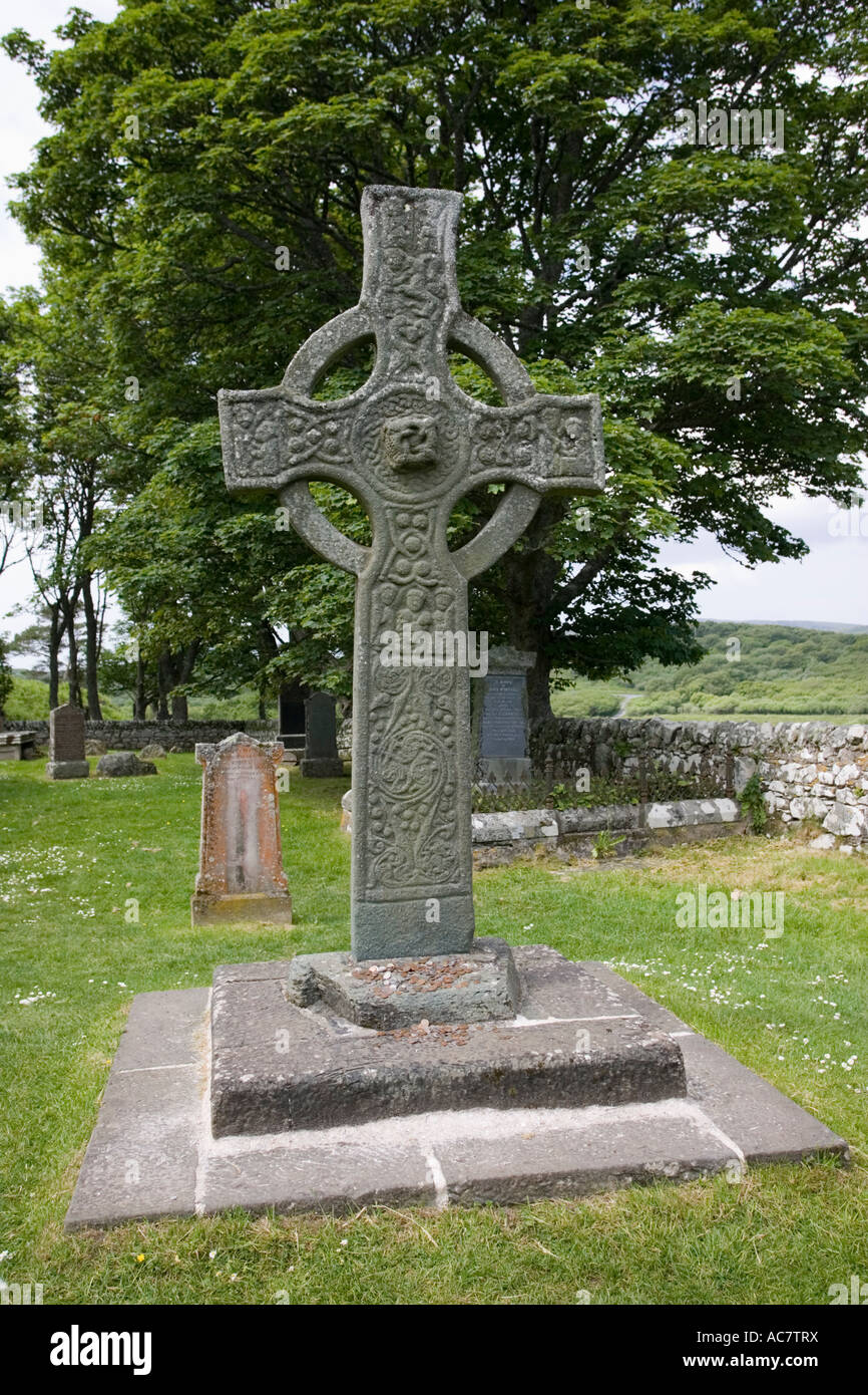 Ancient eighth century carved celtic stone cross Kidalton Isle of Islay ...