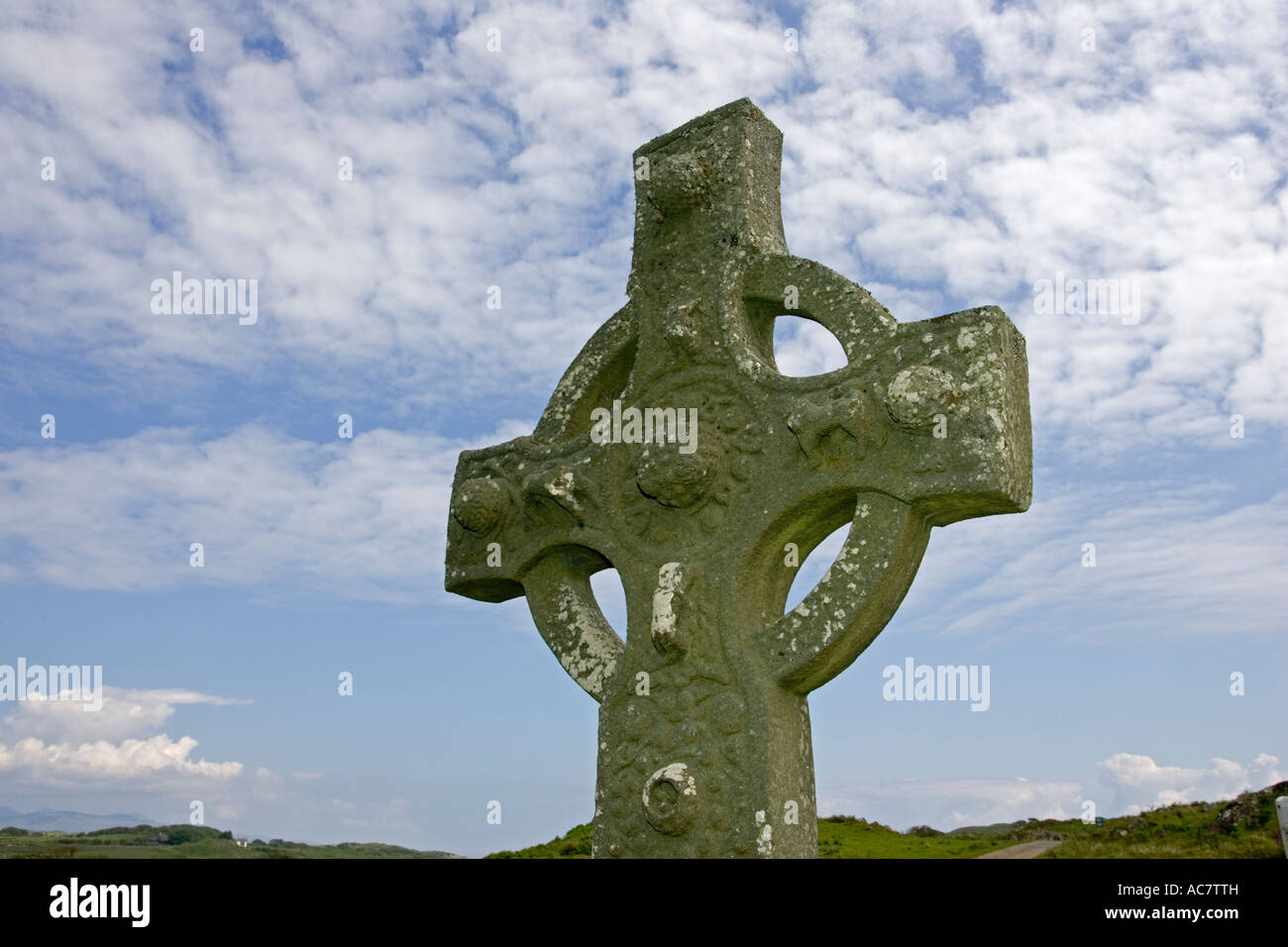 Ancient eighth century carved celtic stone cross Kidalton Isle of Islay ...