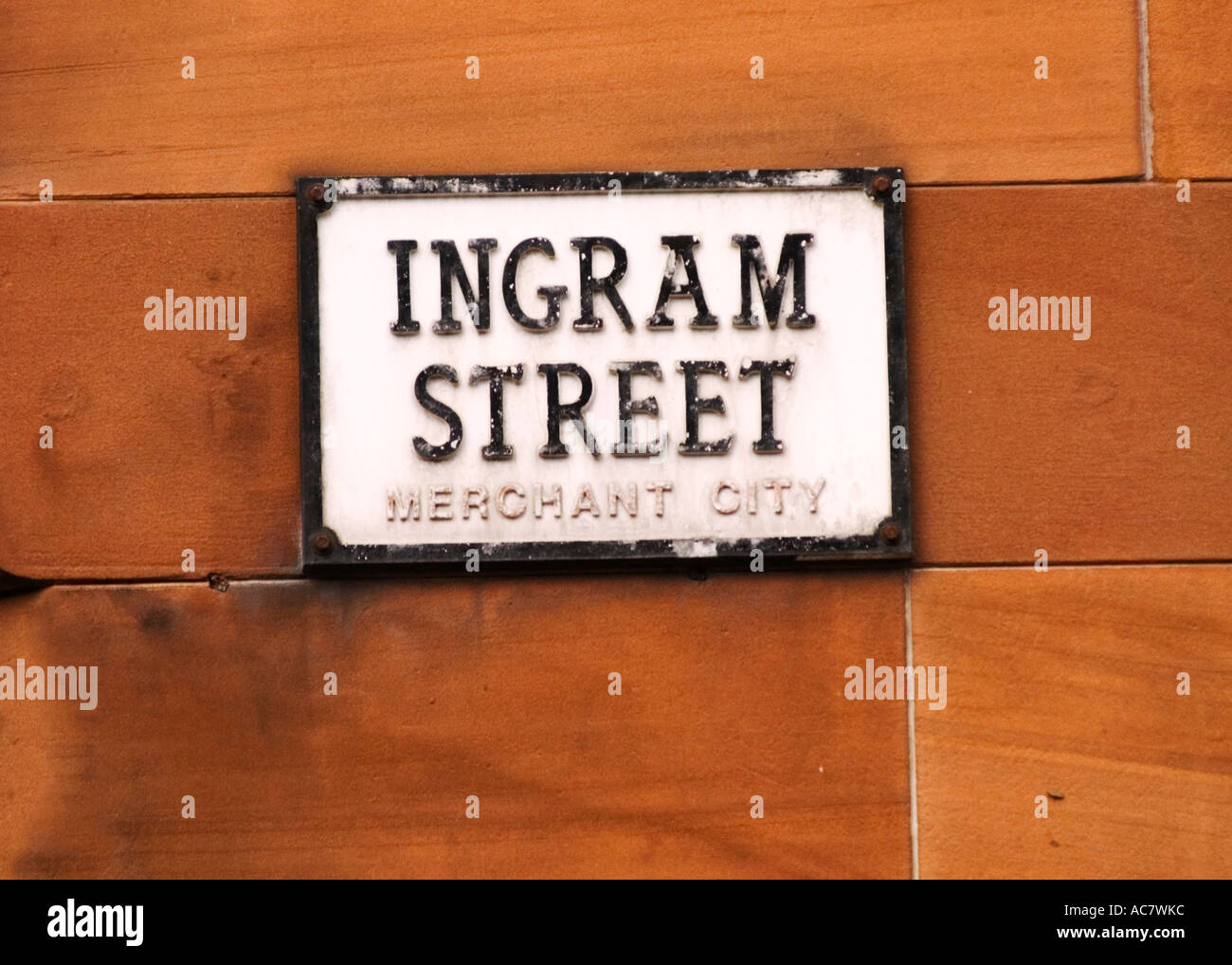 Detail of street sign on Ingram street building in Merchant City ...