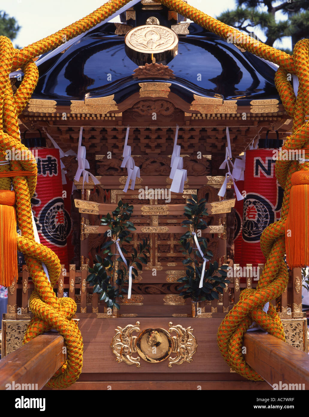 Kamakura Festival. Mikoshi, portable shrines, are carried down Wakamiya ...