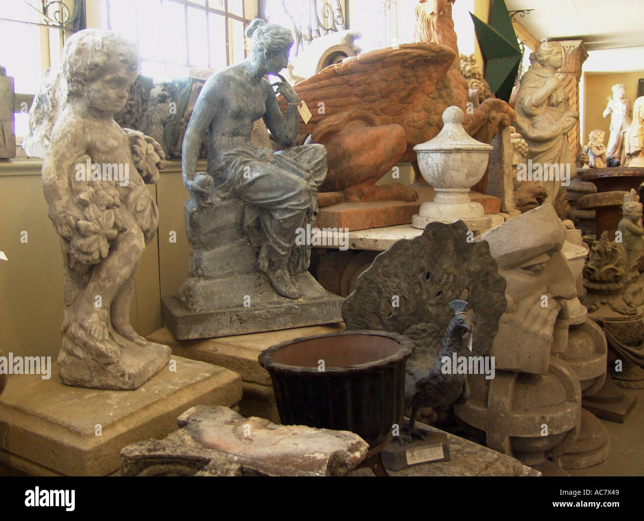a view of antique shop specializing in architectural garden items Stock ...