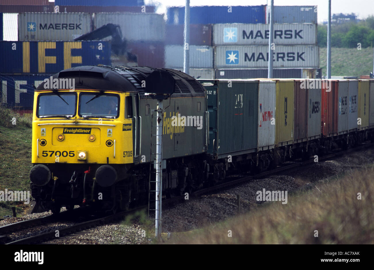 Freightliner freight train, pulling out of the North rail freight ...