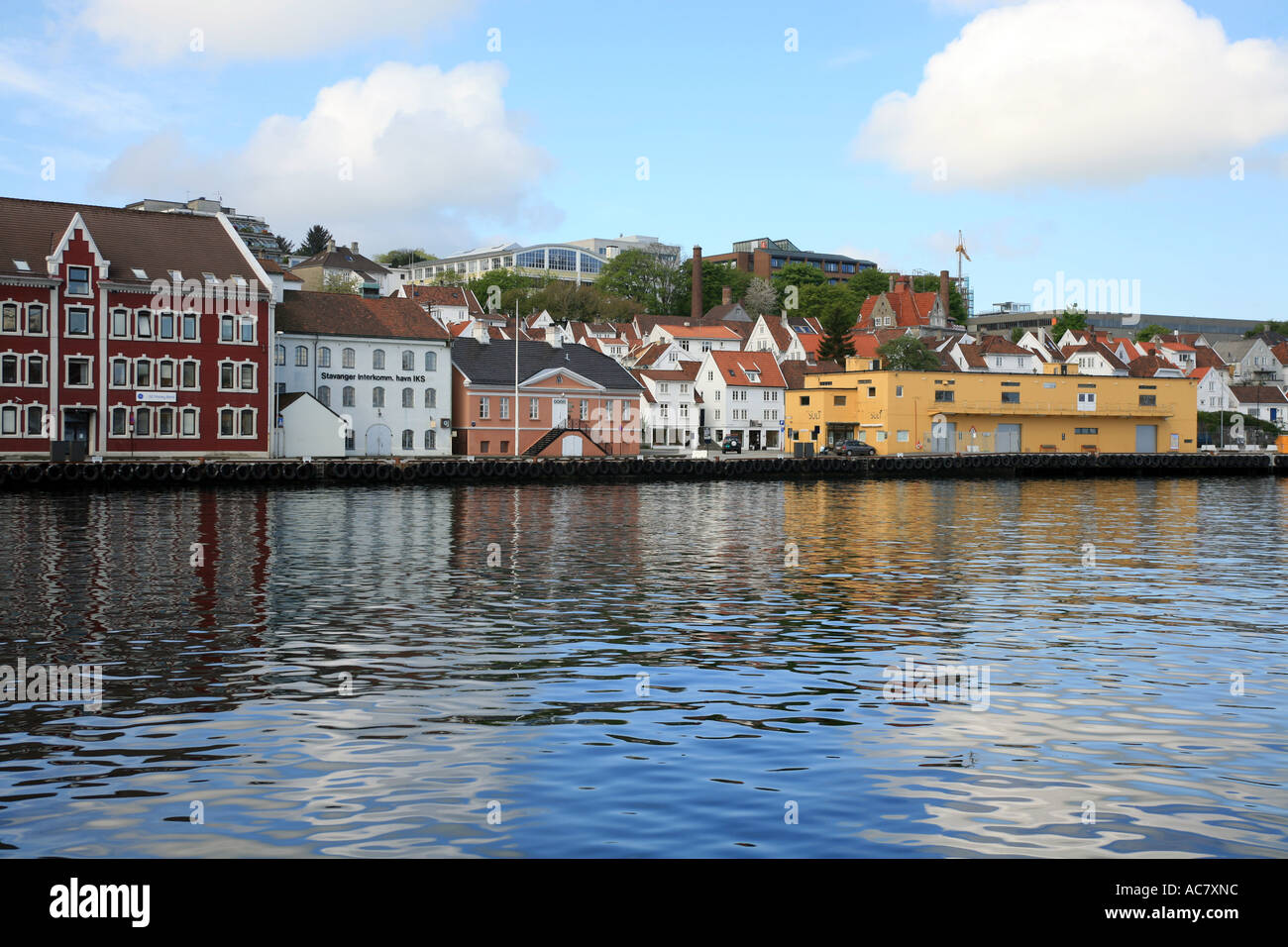 Buildings along sea front in Stavanger harbour, Norway Stock Photo - Alamy