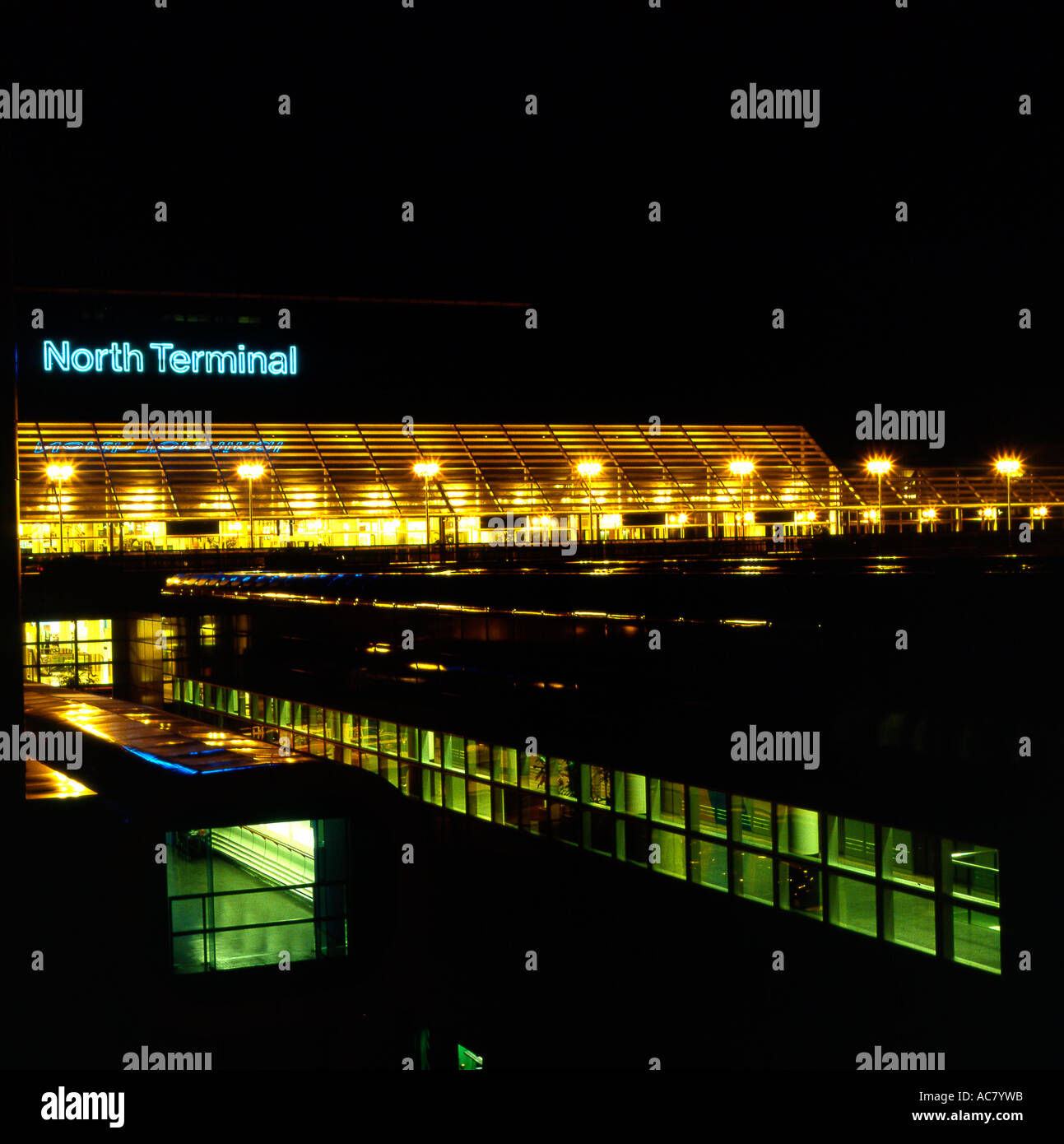 North Terminal at Gatwick Airport at Night West Sussex England Stock ...