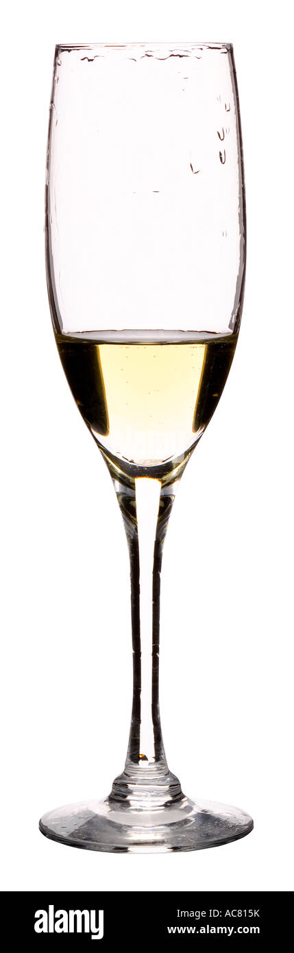Champagne glass nearly empty Stock Photo - Alamy