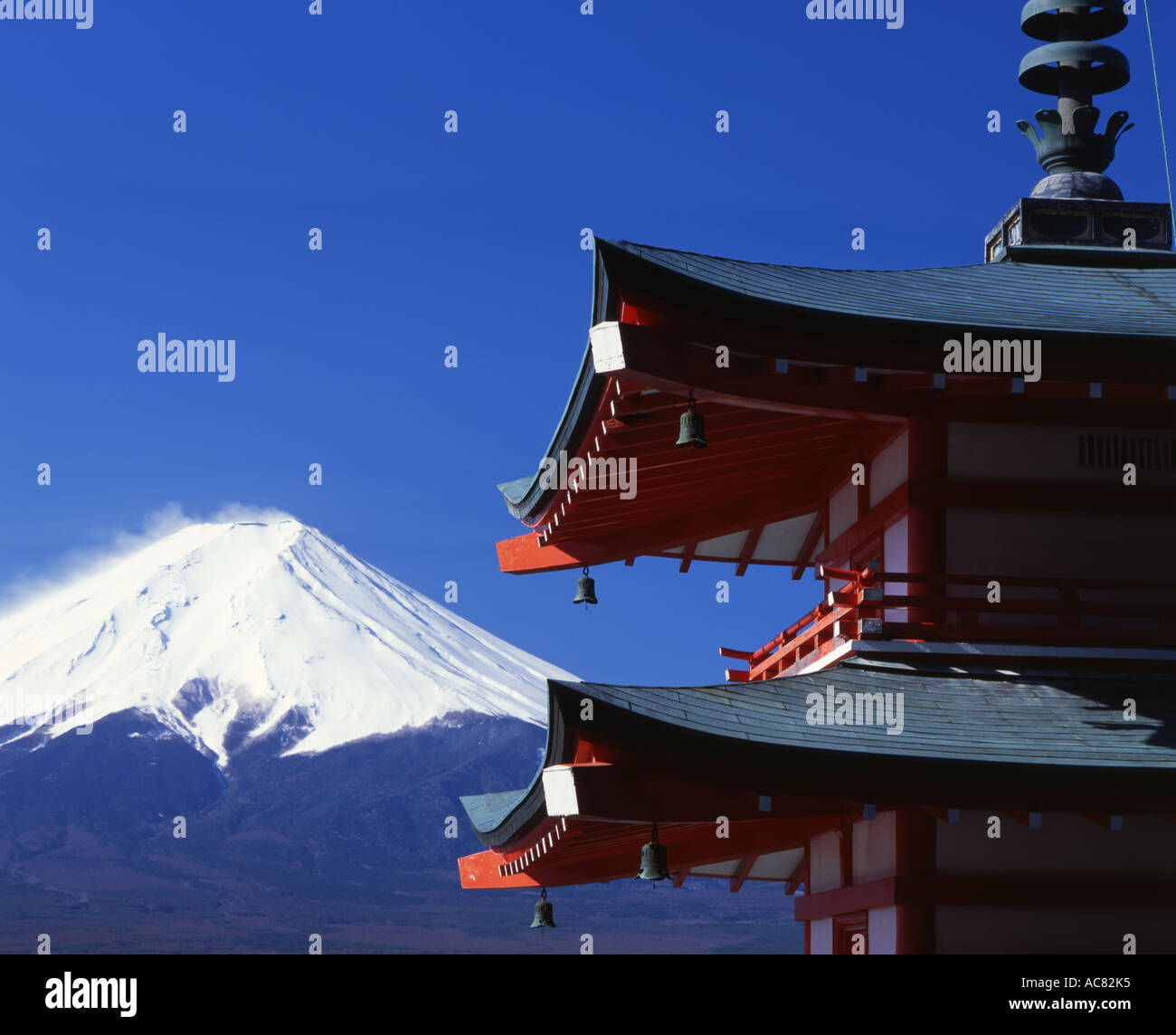 Chureito Pagoda and Mount Fuji, Japan's highest mountain. Looking from ...