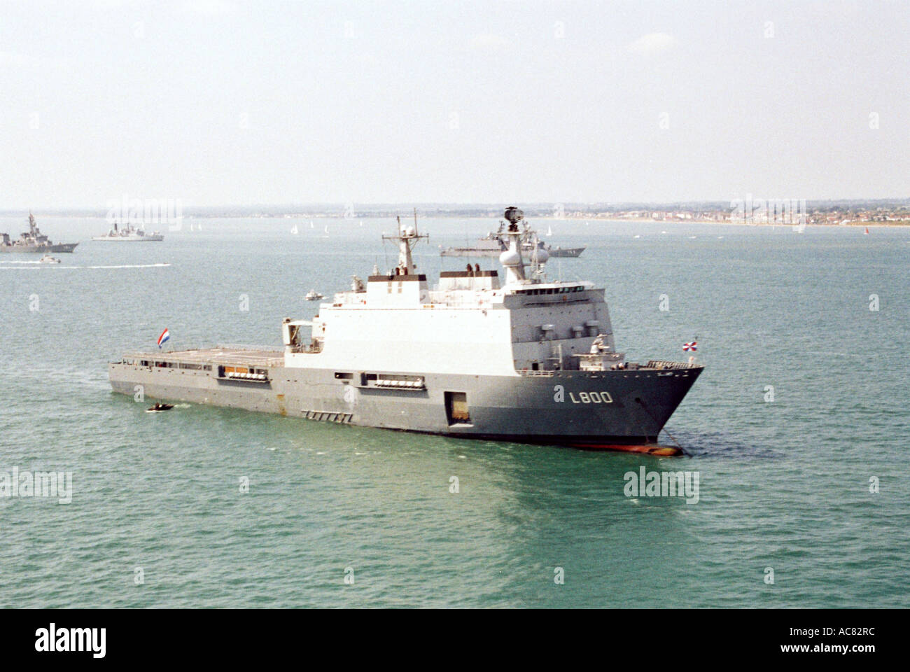 HRMS ROTTERDAM at anchor in the Solent, Portsmouth Harbour, England ...