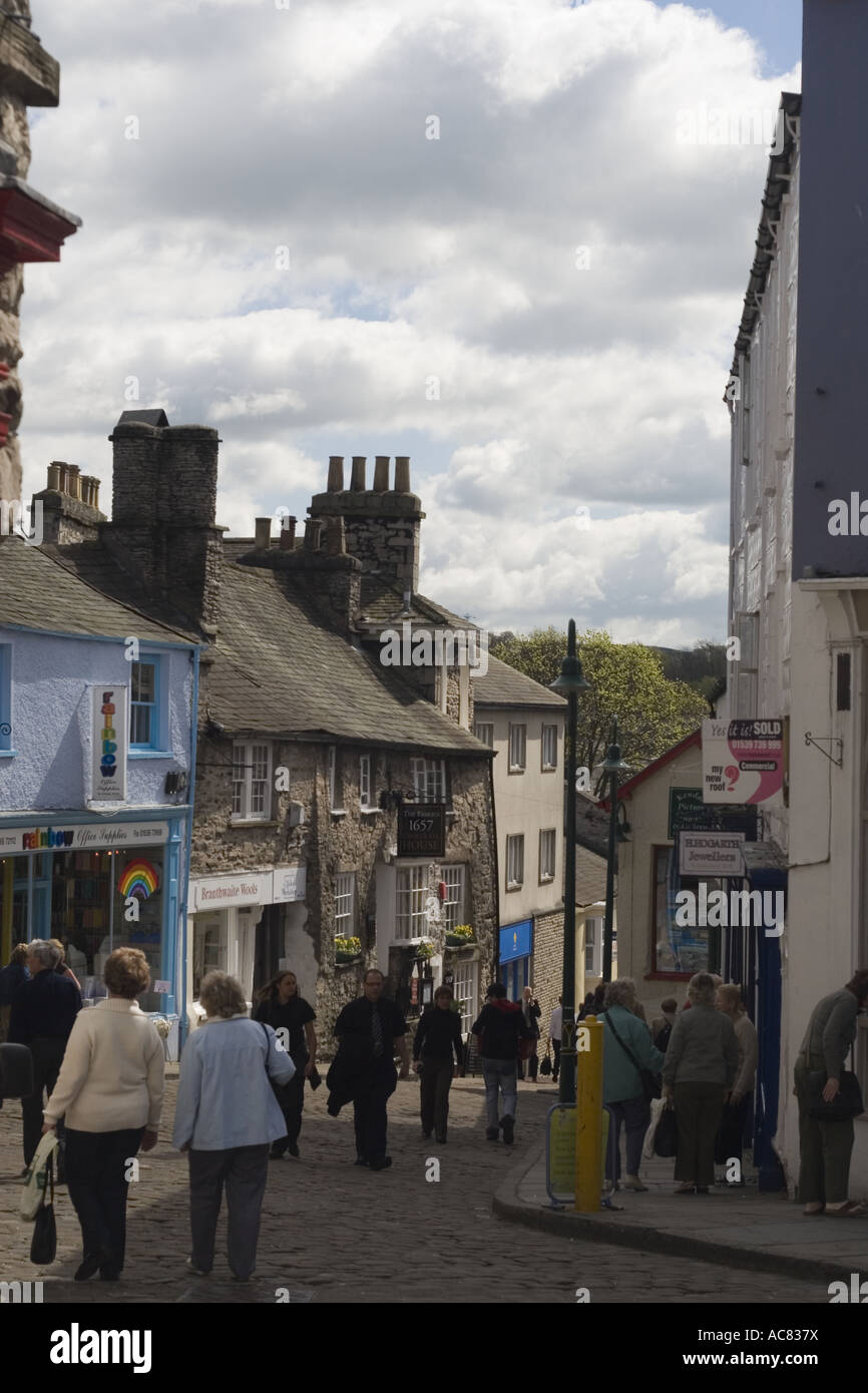 Old shops in Kendal town centre, Lake District, UK, England Stock Photo ...