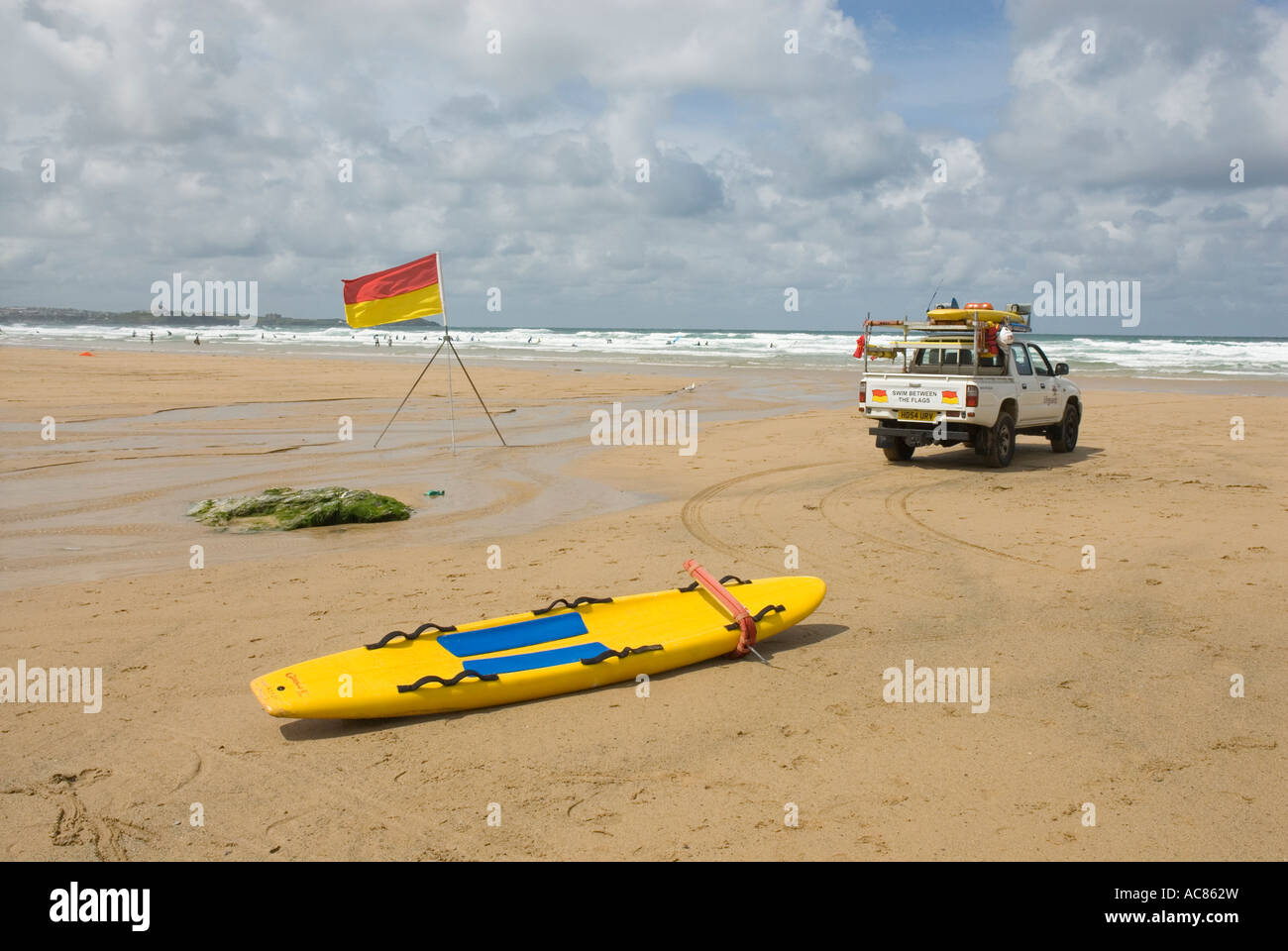 Lifeguard Patrol on Cornwall Beach Stock Photo - Alamy