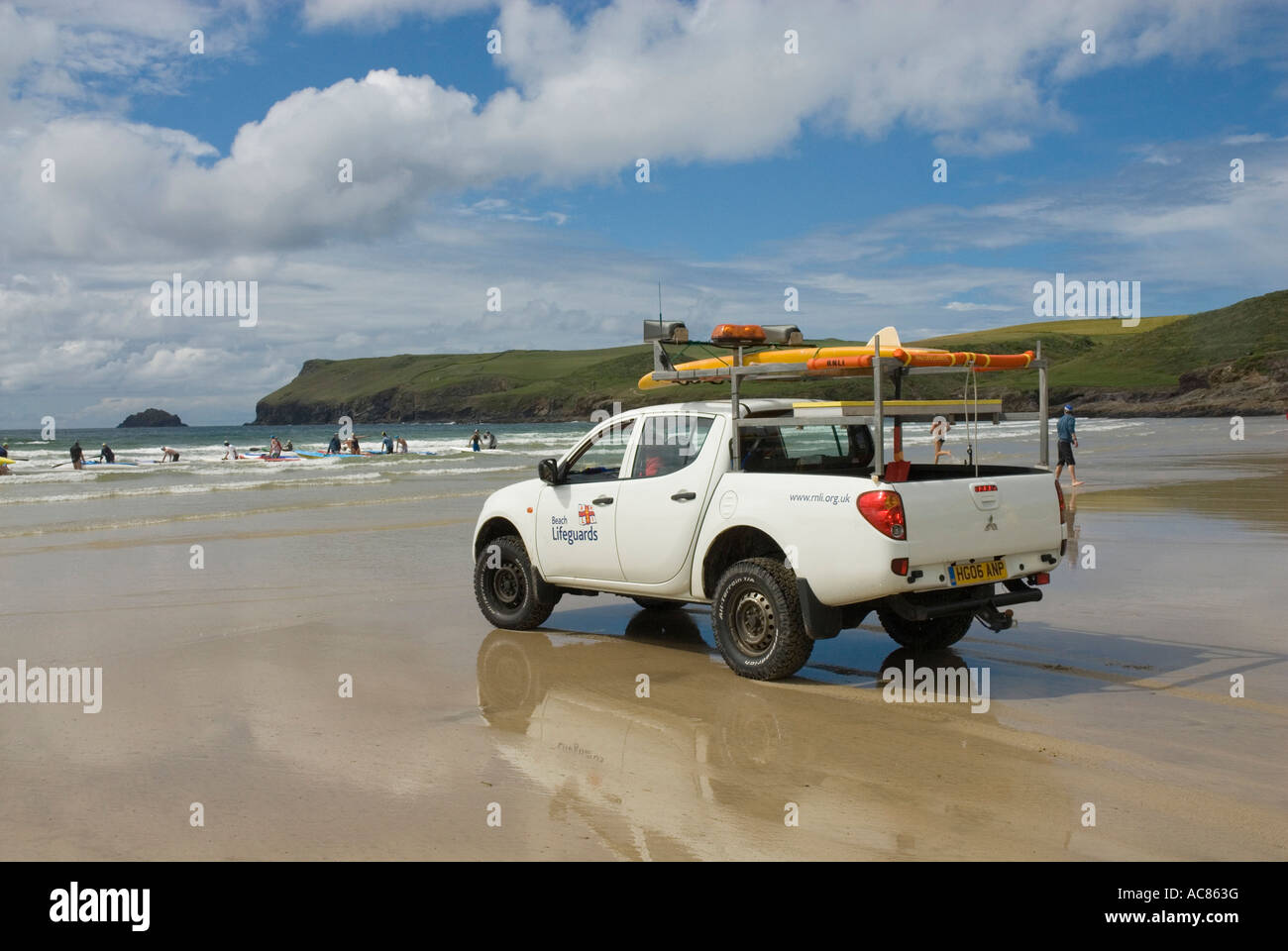Lifeguard Patrol on Cornwall Beach Stock Photo - Alamy