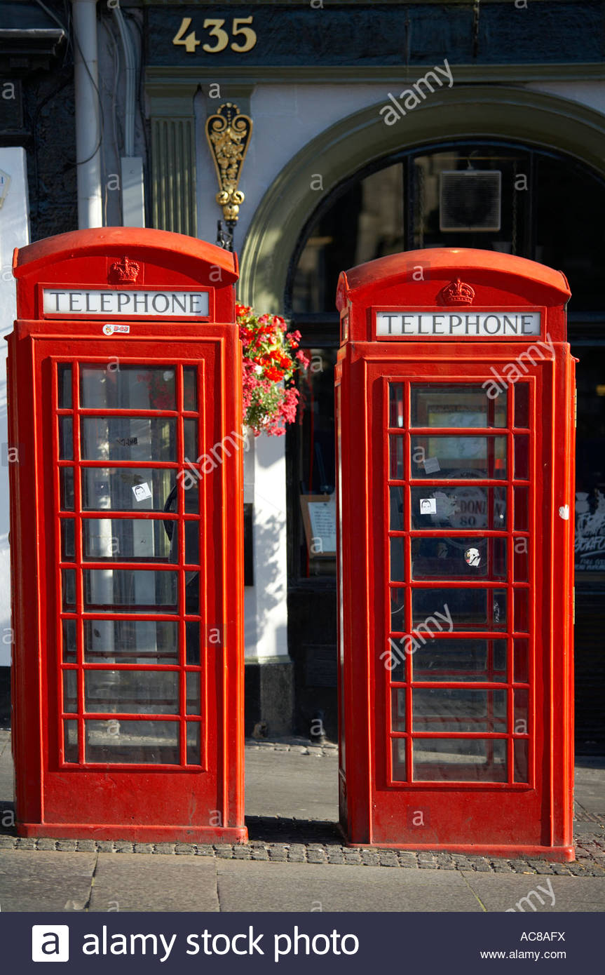 Two red UK Telephone boxes Stock Photo - Alamy