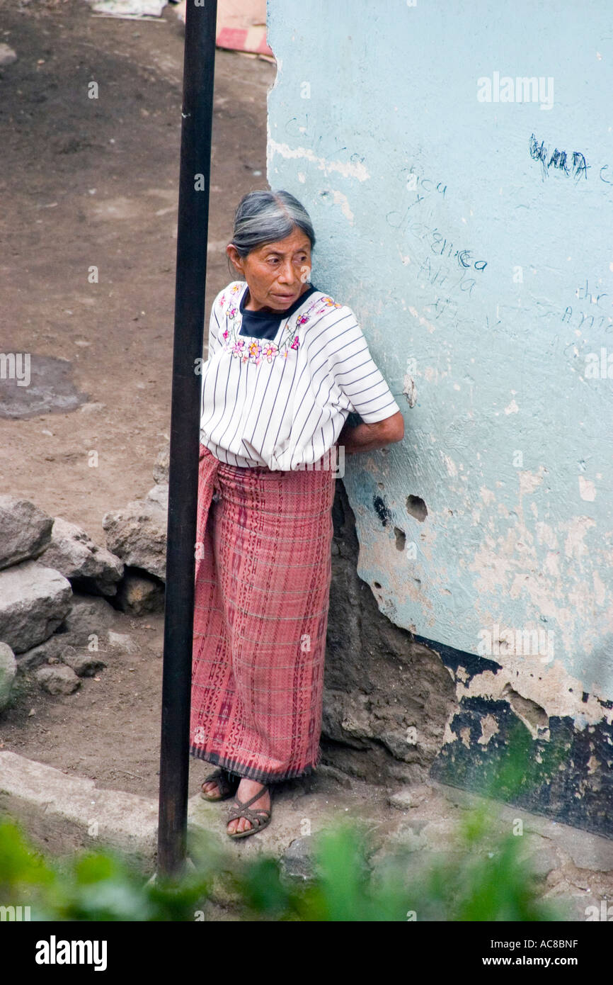 Mayan woman on street corner, Santiago de Atitlan Guatemala Stock Photo ...