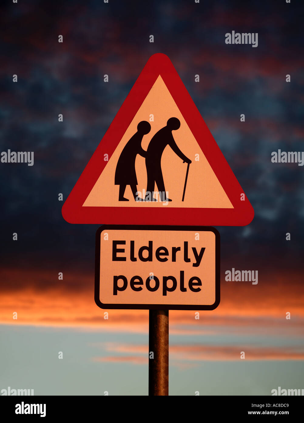 Road sign warning elderly people crossing hi-res stock photography and ...