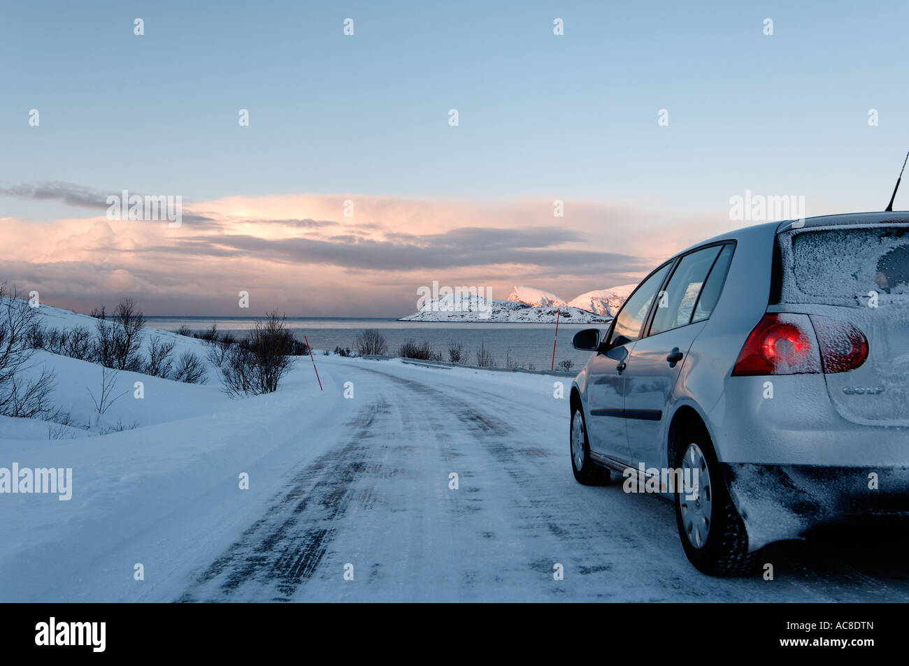 Winter driving on white roads is the norm in northern Norway near ...