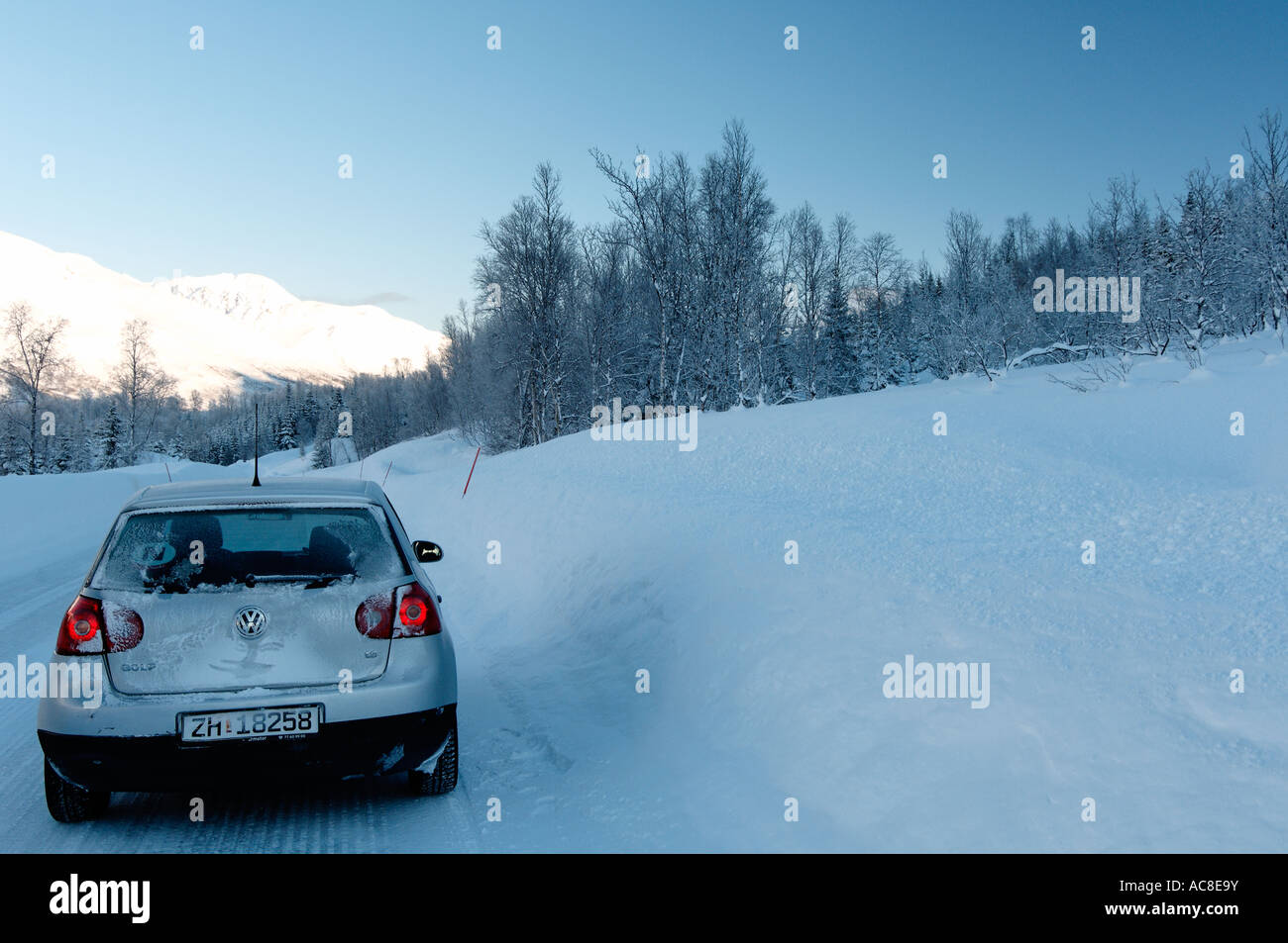 Driving in the frozen arctic of northern Norway Stock Photo - Alamy