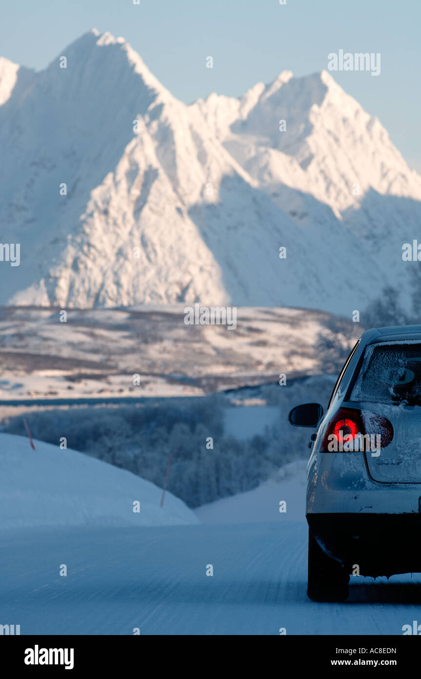 Driving in the frozen arctic of northern Norway Stock Photo - Alamy