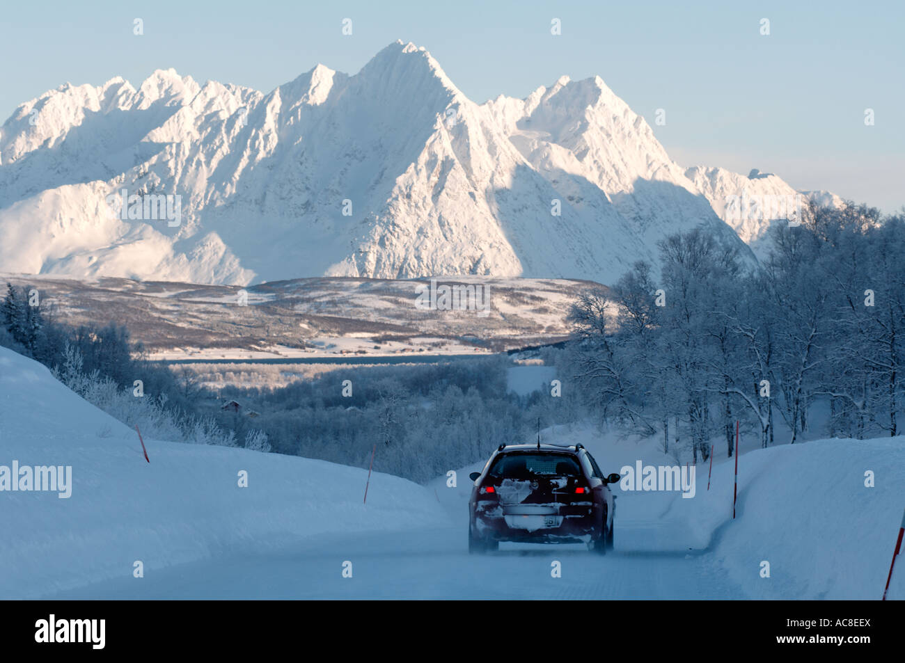 Driving in the frozen arctic of northern Norway Stock Photo - Alamy