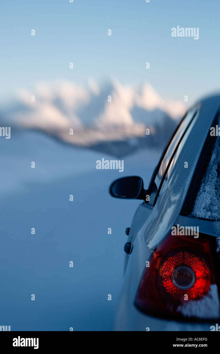 Driving in the frozen arctic of northern Norway Stock Photo - Alamy