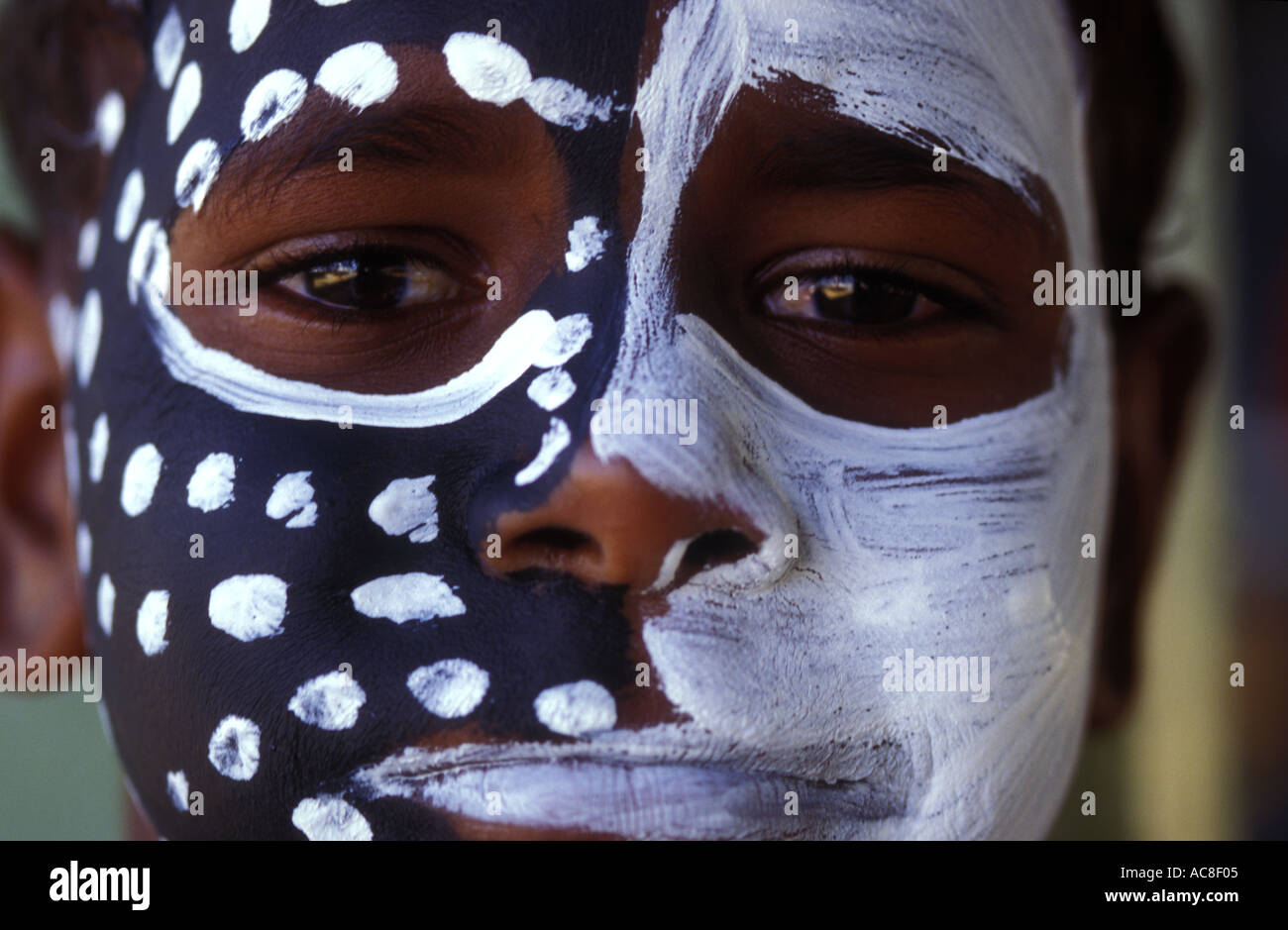 Tribal white face aboriginal face paint hi-res stock photography and ...