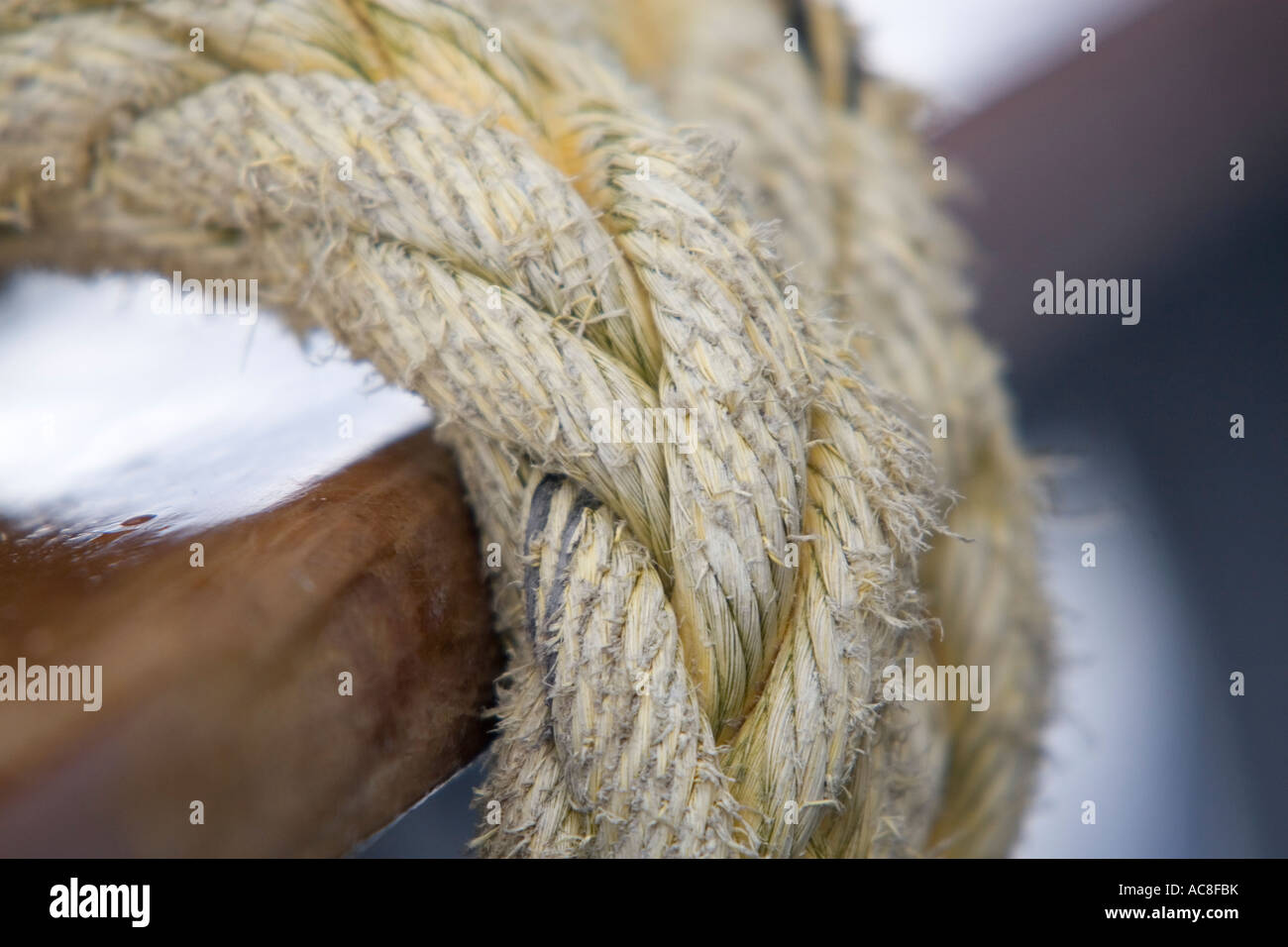 Rope tied to a boat Stock Photo - Alamy