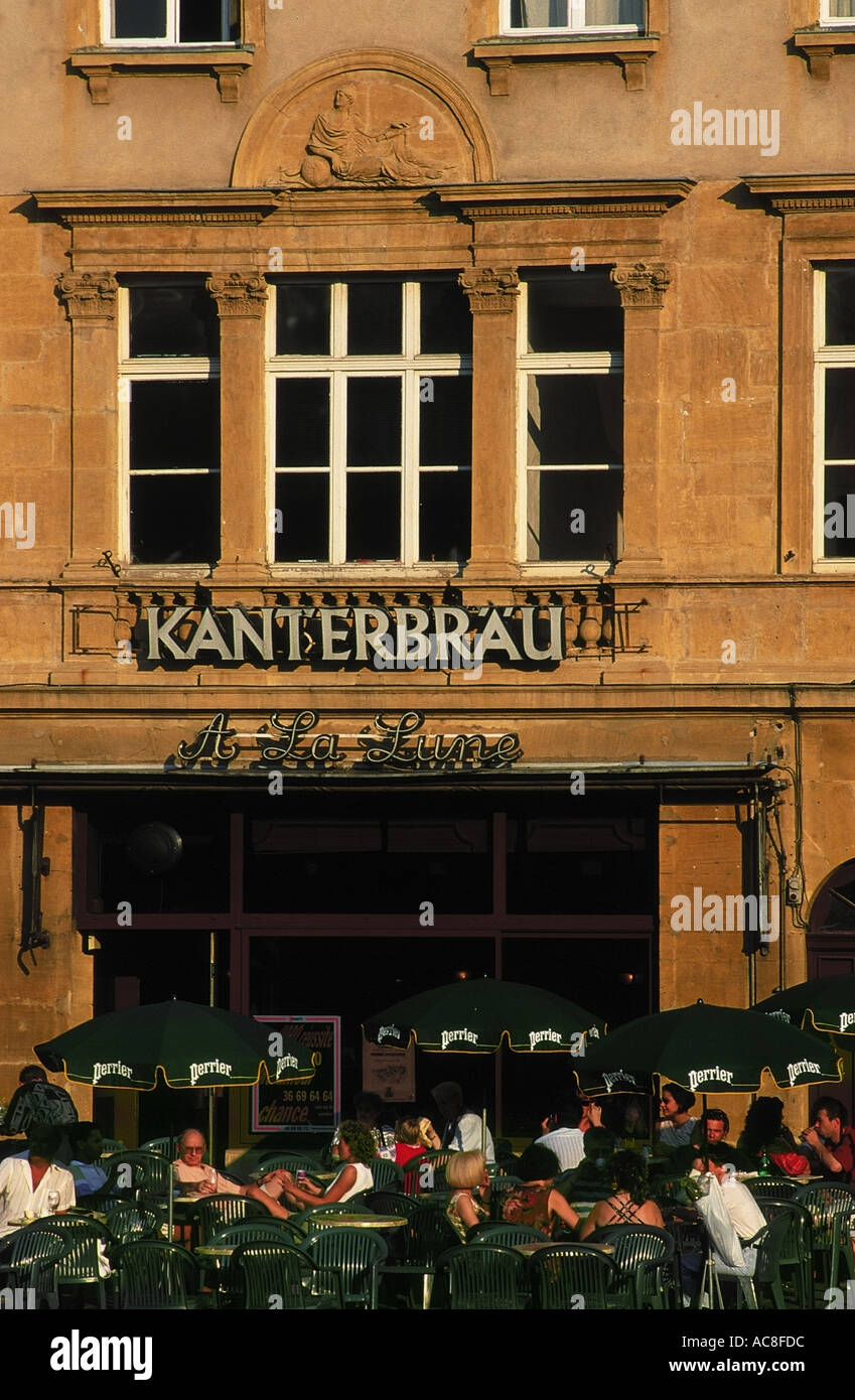 france alsace lorraine moselle outdoor cafe restaurant bar metz Stock ...