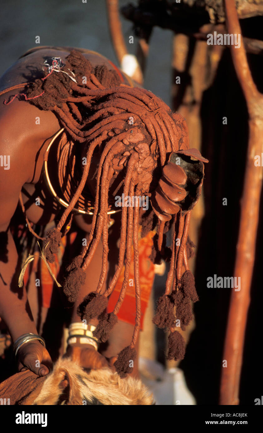 Close-up of Himba woman hairstyle Serra Cafema; Namibia Stock Photo - Alamy