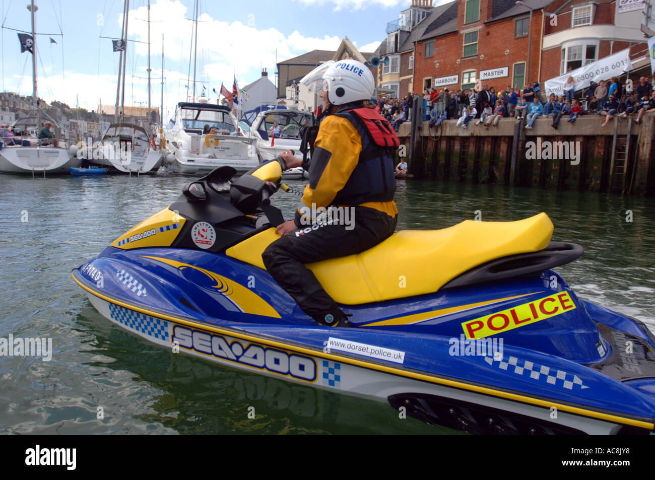Police Jetski on patrol in Weymouth harbour in Dorset Britain UK Stock ...
