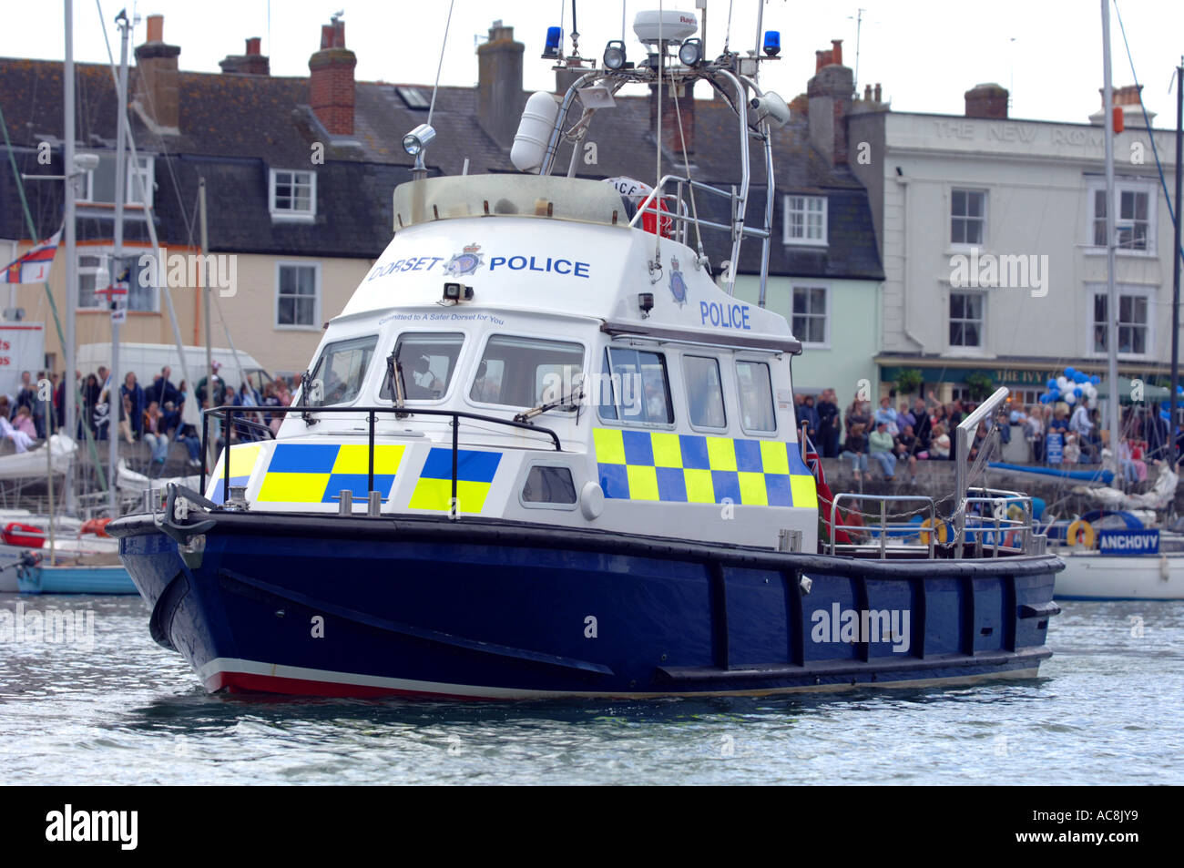 Police boat in Weymouth harbour in Dorset Britain UK Stock Photo - Alamy