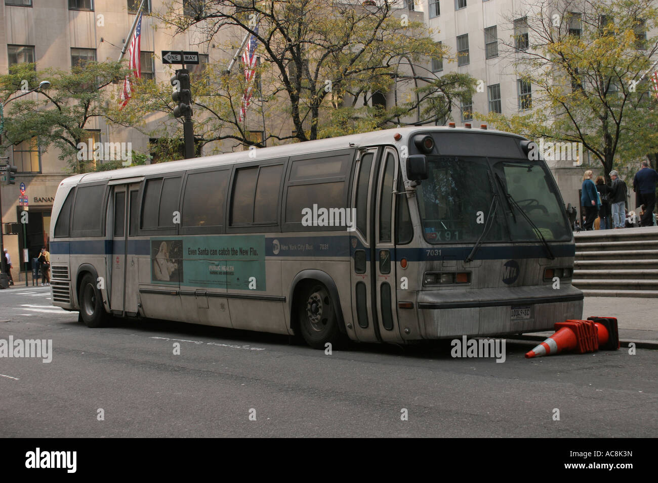 Broken and dirty bus on the streets of New York Stock Photo - Alamy