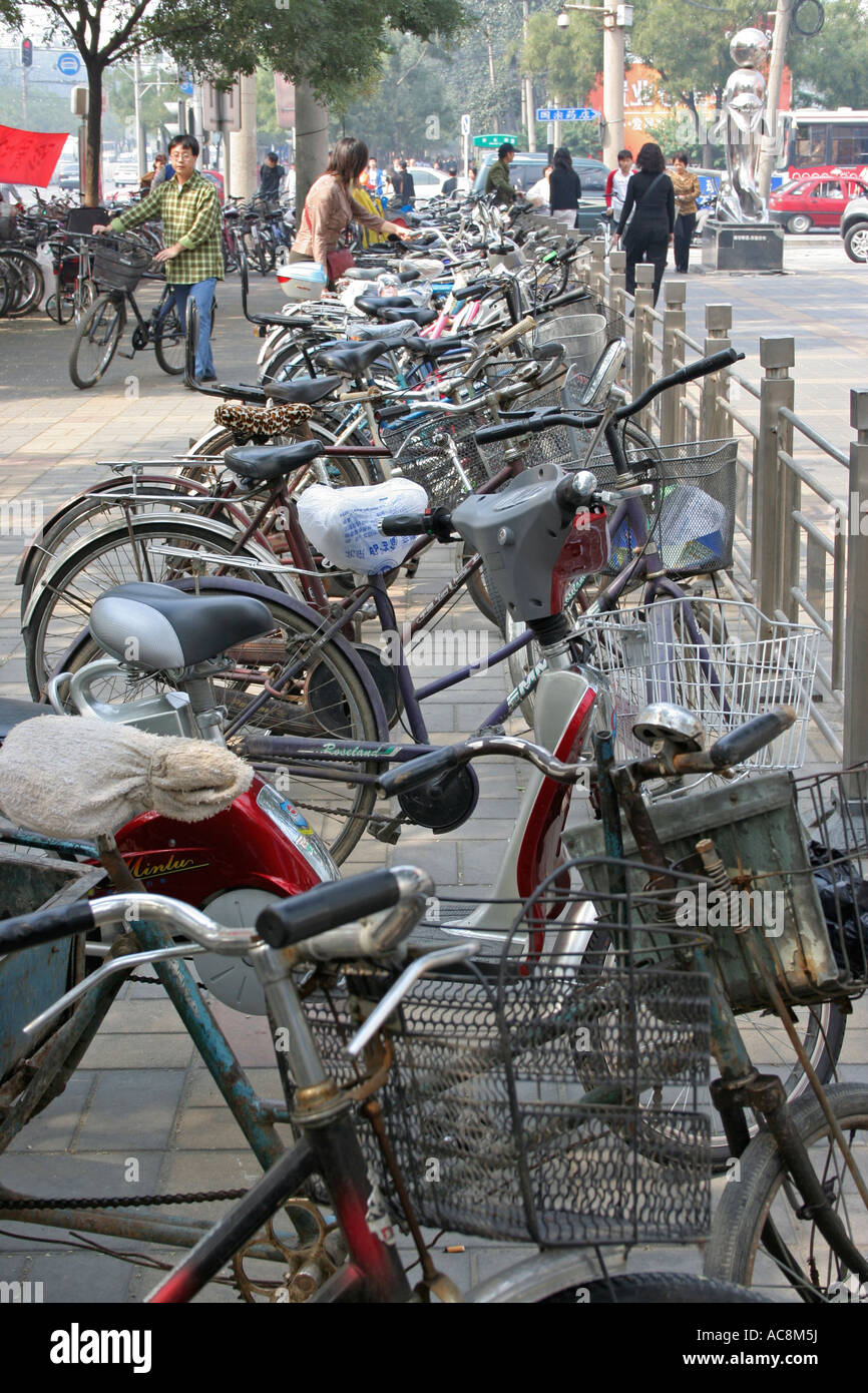 A row of parked bicycles in Beijing China Stock Photo - Alamy