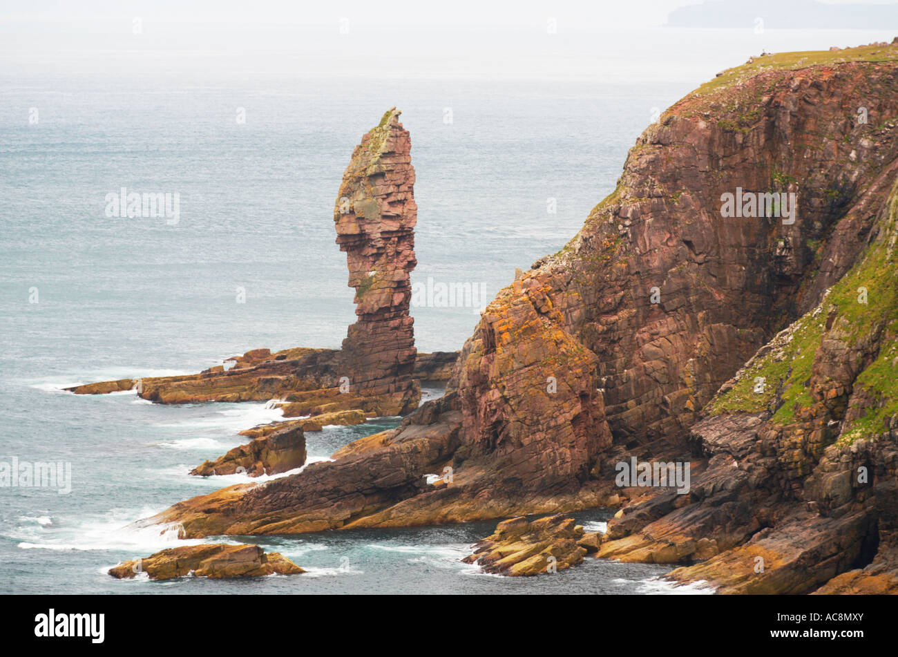 Sea stack of Torridonian Sandstone at Stoer Head Sutherland Scotland ...