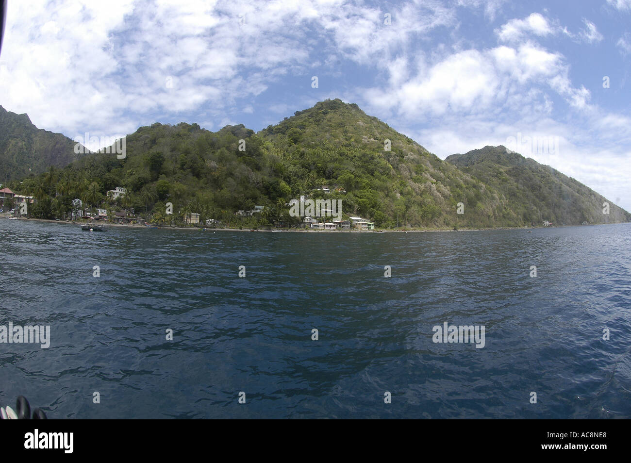 Soufriere village from a boat Soufriere Bay a submerged crater of an ...