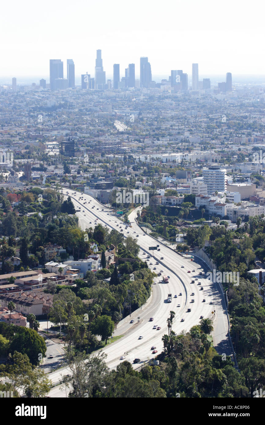 Downtown Los Angeles Smog Hollywood 101 Freeway California USA Stock ...