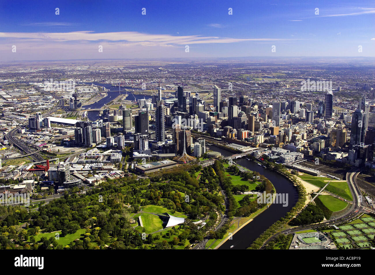 Melbourne CBD and Yarra River Victoria Australia aerial Stock Photo - Alamy