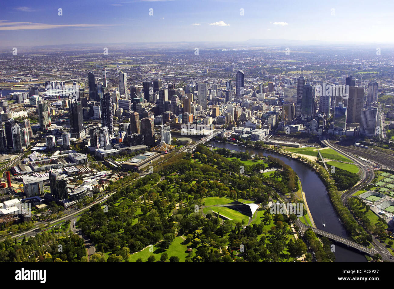 Melbourne CBD and Yarra River Victoria Australia aerial Stock Photo - Alamy