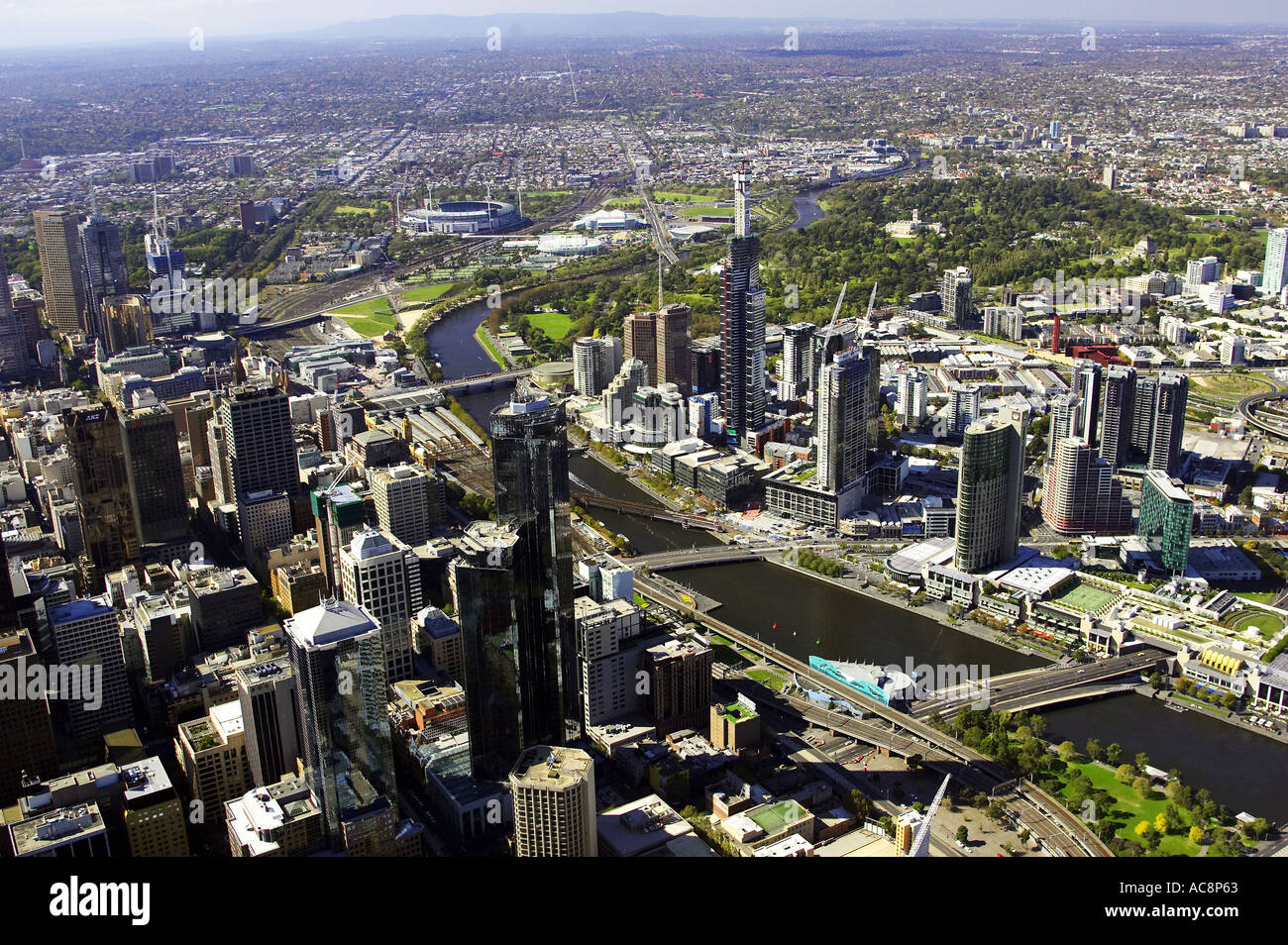 Melbourne CBD and Yarra River Victoria Australia aerial Stock Photo - Alamy