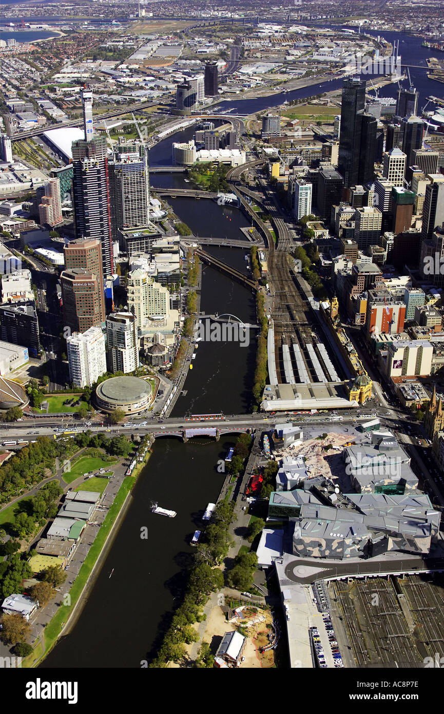 Yarra River and Melbourne CBD Victoria Australia aerial Stock Photo - Alamy