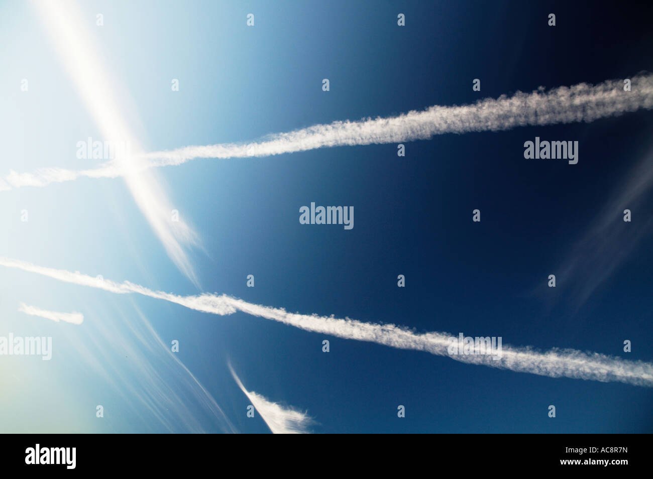 aircraft airplane contrails in sky Stock Photo - Alamy